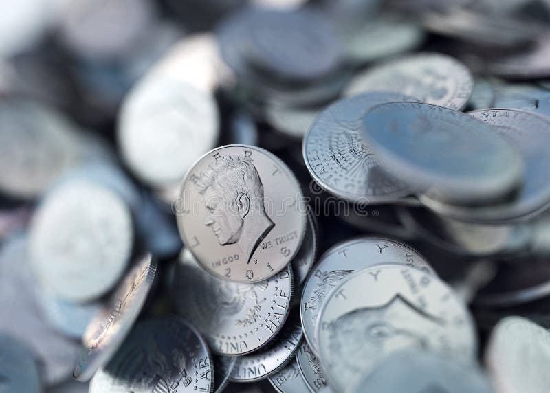 Pile of USA Dime Coins, Shiny, Metallic, 3d Rendering Ilustração Stock ...