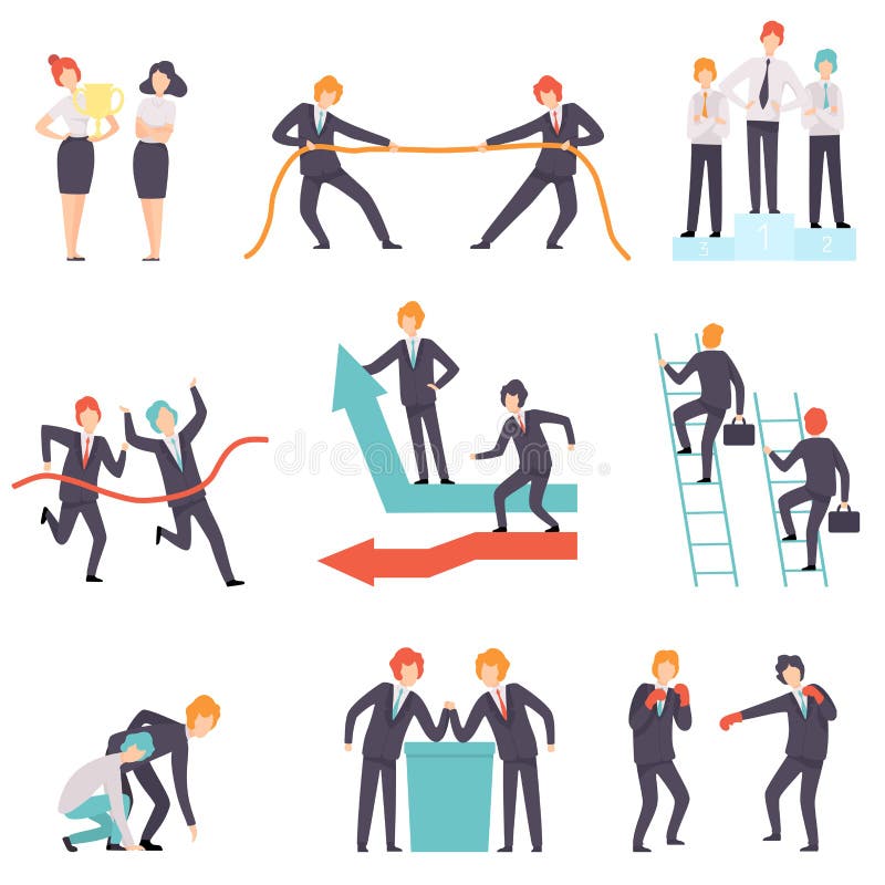 Business Competition Set, Rivalry between Colleagues, Office Workers ...