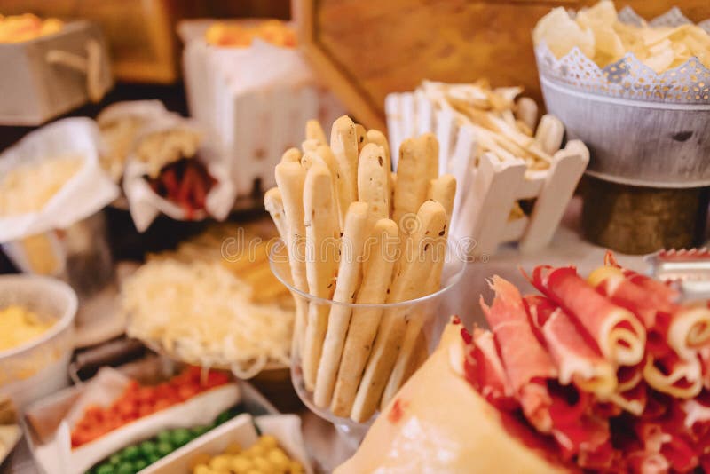 Festive Salty Buffet, Fish, Meat, Chips, Cheese Balls and Other ...