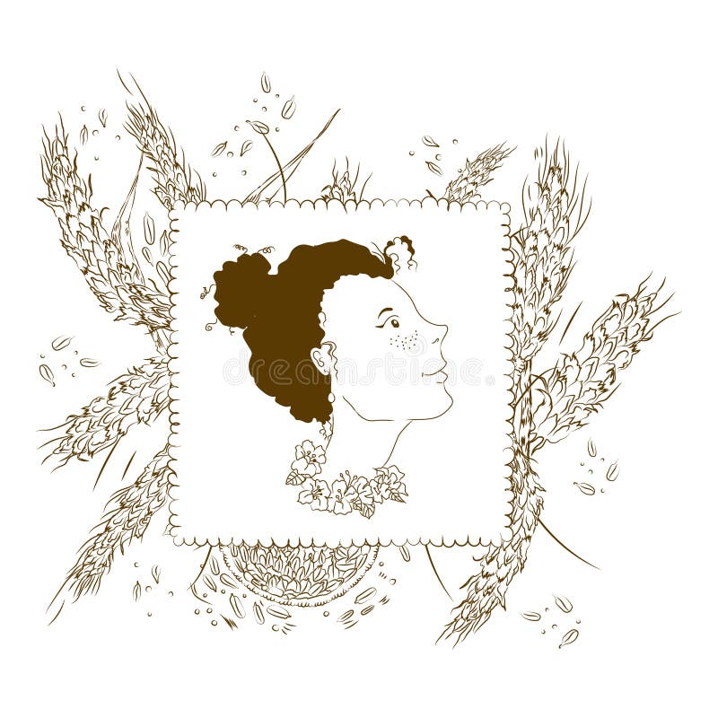 Wheat girl 向量例证. 插画 包括有 草图, 卷曲, 单色, 创造性, 普遍, 环境, 艺术 - 155522367