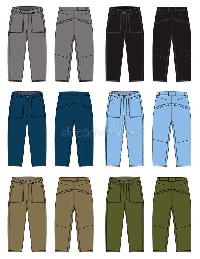 Wide Denim Pants Illustration Set / Color Variations Иллюстрация ...