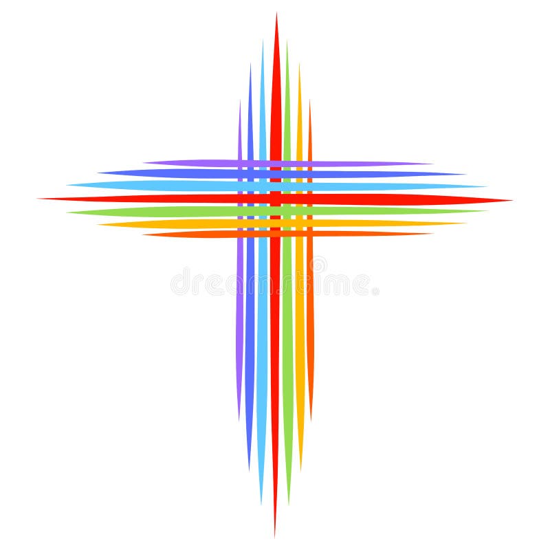 Christian Cross from Pointed Lines, Rainbow Colors 库存照片 - 图片 包括有 象征, 对象 ...