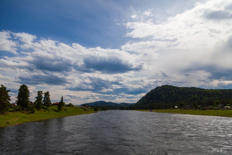Landscape from the Middle of a Mountain River Overlooking the Water ...