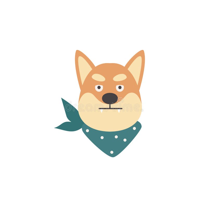 Angry Shiba Inu Dog Head Isolated on White Background. 向量例证 - 插画 包括有 例证 ...