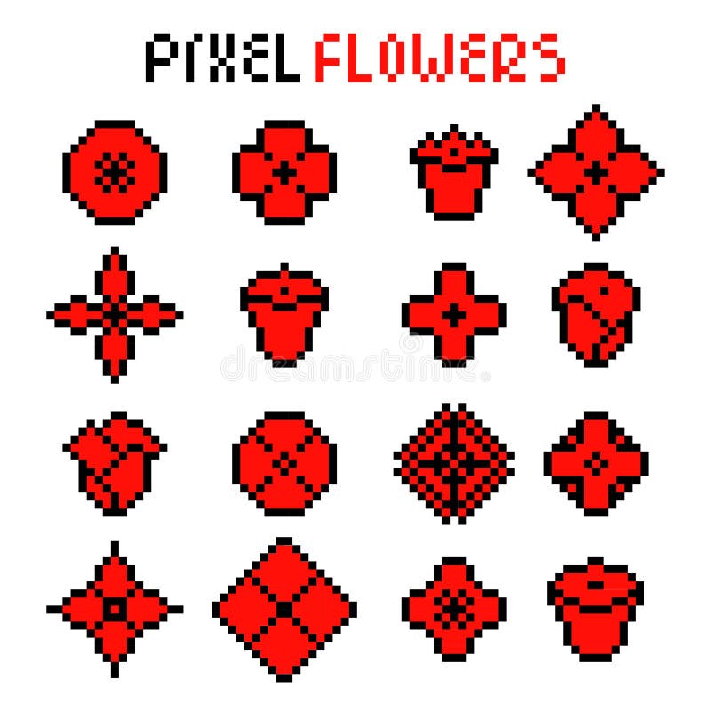 Fleur rouge de pixel illustration de vecteur. Illustration du ...