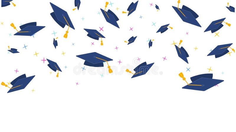 Flying Graduate Cap and Diploma on White Background. Vektor ...