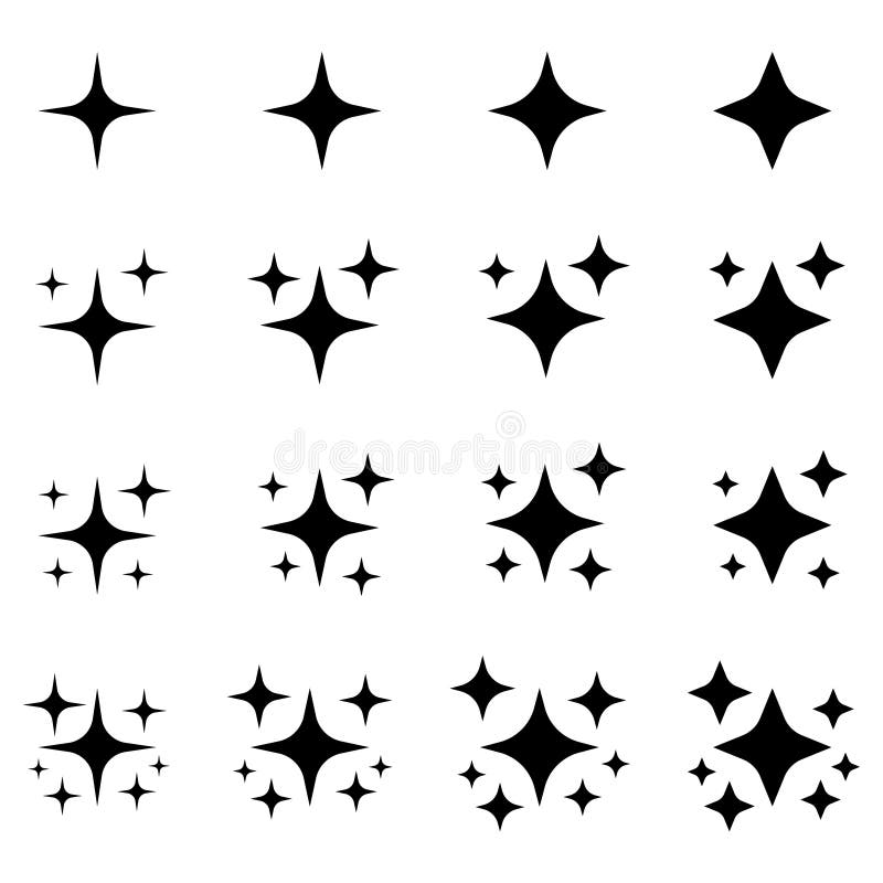 Simboli Di Scintille Nere Set Di Icone. Illustrazione Vettoriale ...