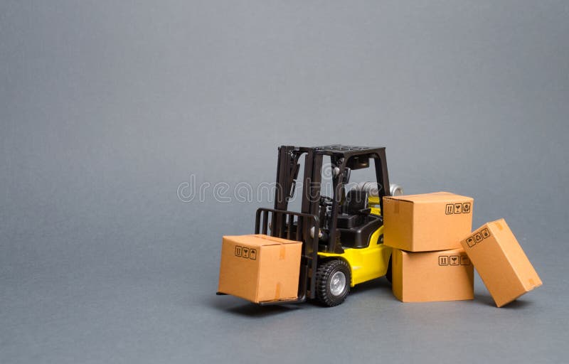 Gele Vorkheftruck Met Kartondoos Stijging Verkoop, Productie Van ...