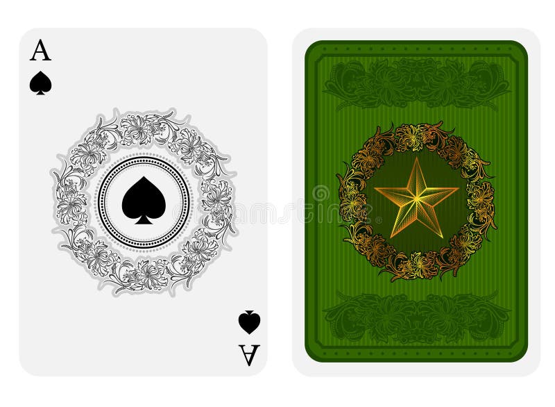 Ace of Spades Face with Spades in Center of Flower Pattern Round Frame ...