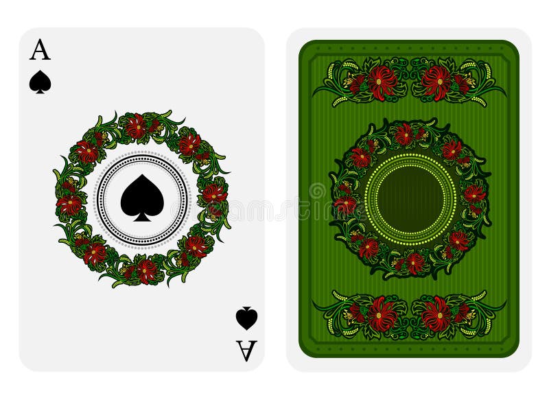 Ace of Spades Face with Spades in Center of Color Flower Pattern Round ...