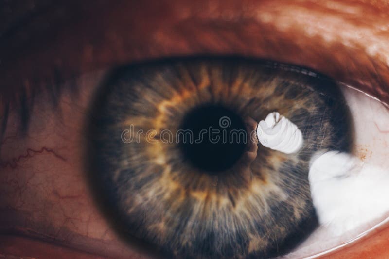 L'oeil Humain Grand Ouvert Avec Les Artères Rouges Lumineuses Se ...