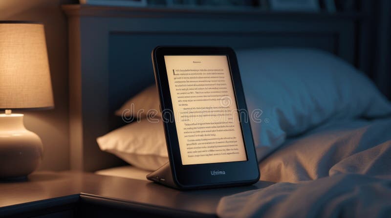 E-reader on Bedside Table in Cozy Reading Environment Stock Photo ...