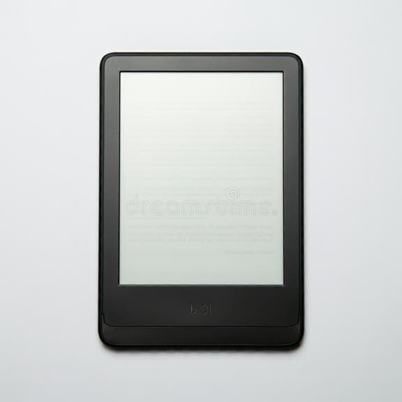 An E-reader with a Black Casing and a Grey E-ink Display, Placed on a ...