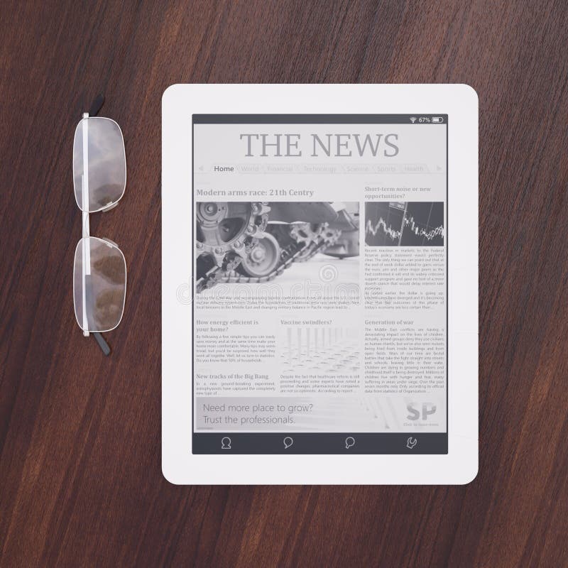 E-reader with Newspaper App Stock Photo - Image of medium, internet ...