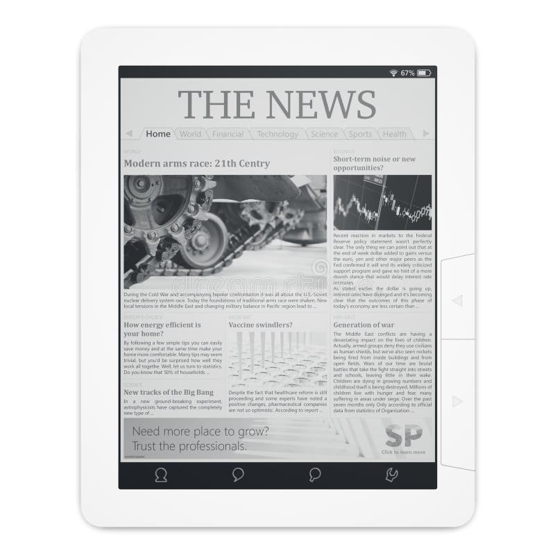 E-reader with Newspaper App Stock Photo - Image of medium, internet ...
