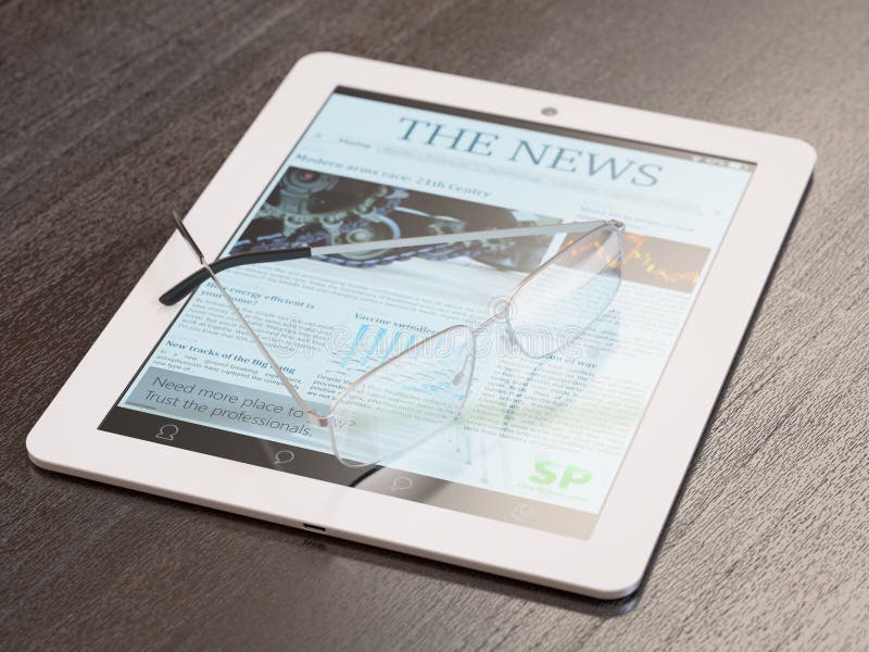 E-reader with Newspaper App Stock Photo - Image of medium, internet ...