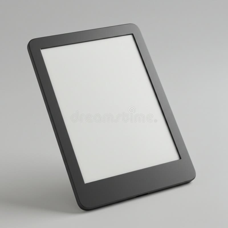 E-reader with a Sleek Black Frame and a Blank Screen, Set Against a ...