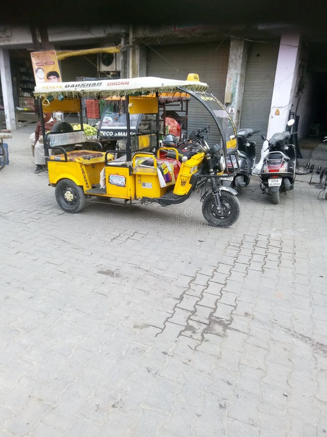 The E-rickshaw Which Runs in India Stands in the Vegetable Market ...