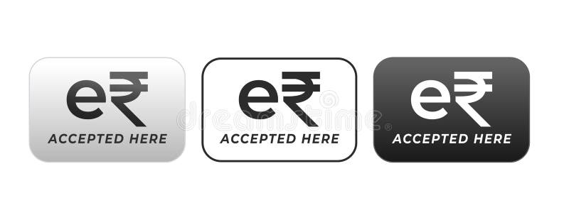 E-rupi or Erupee Accepted Here Stickers Set of Three Stock Vector ...