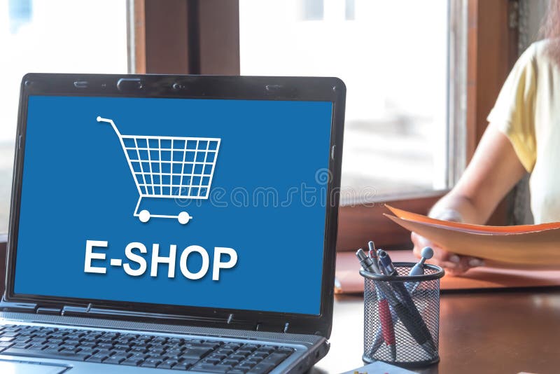 E-shop Concept on a Laptop Screen Stock Image - Image of modern ...