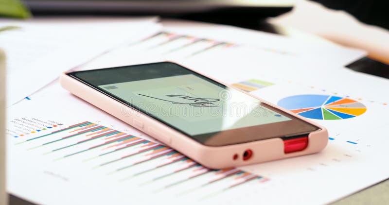 E-sign Using Smartphone, Electronic Signature Concept. Stock Photo ...