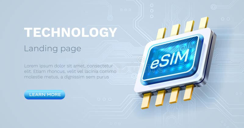E-Sim Chip Banner, Mobile Communication with the Operator. Vector ...