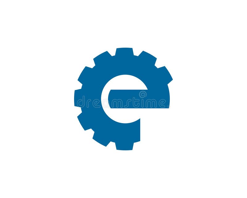 E Simple Gear Logo Template Stock Vector - Illustration of logo, text ...
