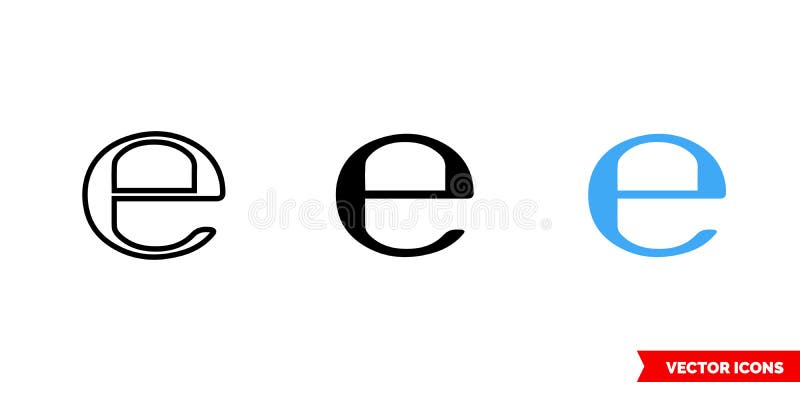 E Symbol Icon of 3 Types Color, Black and White, Outline. Isolated ...