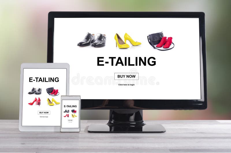 E-tailing Concept on Different Devices Stock Photo - Image of sale ...