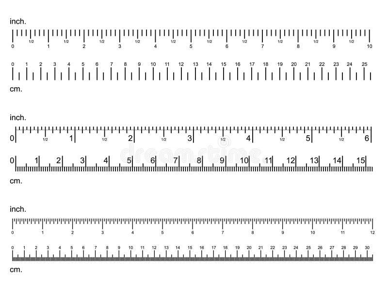 As Réguas Metálicas Da Escola Com a Escala De Medição Da Polegada E Do ...