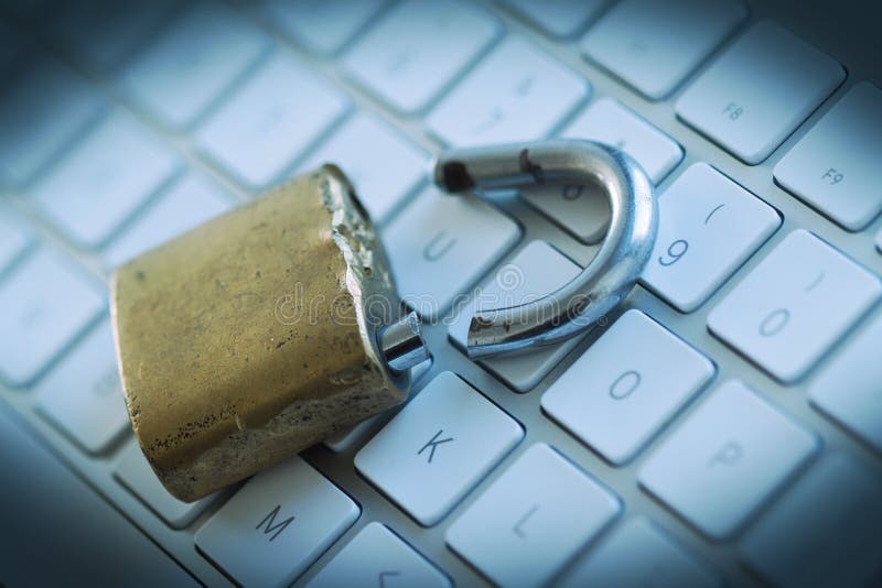 Computer Security Concept with Broken Lock Stock Photo - Image of ...