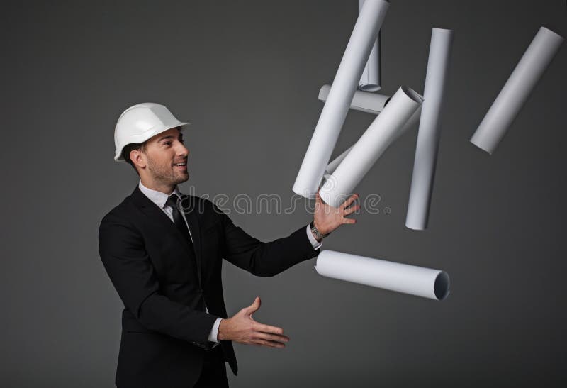 Outgoing Man Throwing Rolls of Paper Up Stock Image - Image of career ...