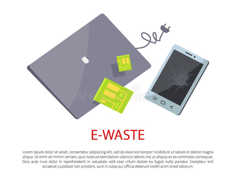 E-waste Banner with Broken Electronic Gadgets Stock Vector ...