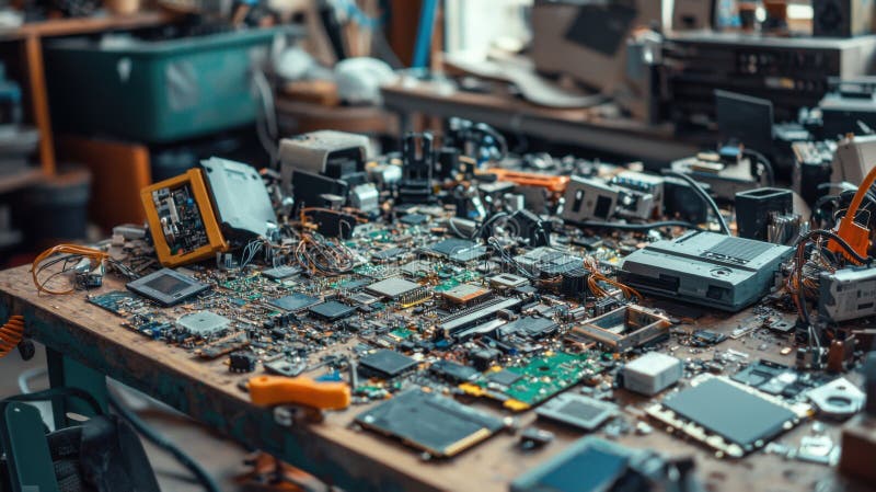 Disassembled Electronic Components on Workbench. Generative AI Stock ...