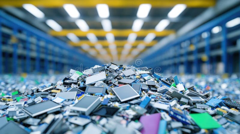 Large Pile of Discarded Electronic Devices in Recycling Facility ...