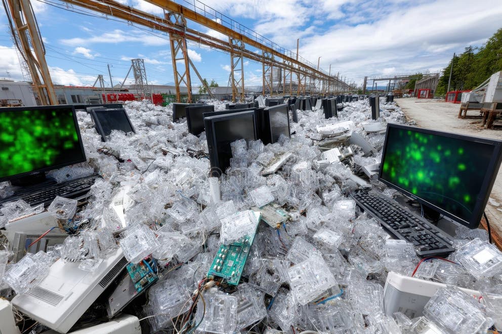 E-waste Collection Site Covered with Discarded Computers and Monitors ...