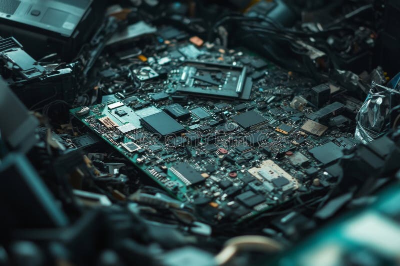 E-Waste Components Sorting Process Stock Illustration - Illustration of ...