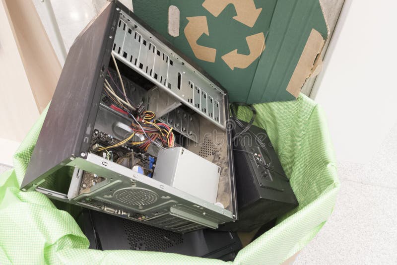 E-waste, Electronics Waste for Reuse and Recycle Concept. Recycling Bin ...