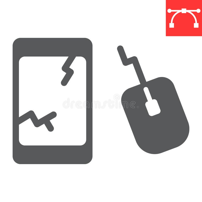 E-waste Glyph Icon, Recycle and Mouse, Electronic Waste Vector Icon ...