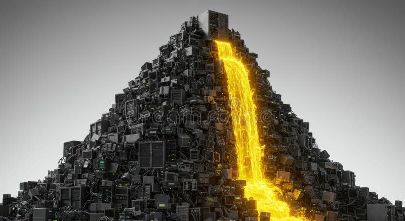 E-waste Pyramid Overflowing with Molten Gold Stock Photo - Image of ...