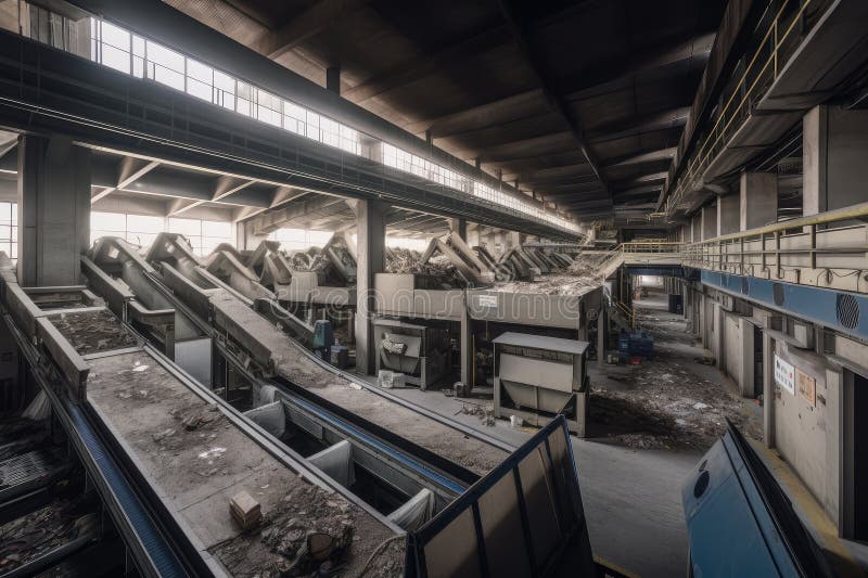 E-waste Recycling Center, with Bins and Conveyor Belts for Sorting and ...