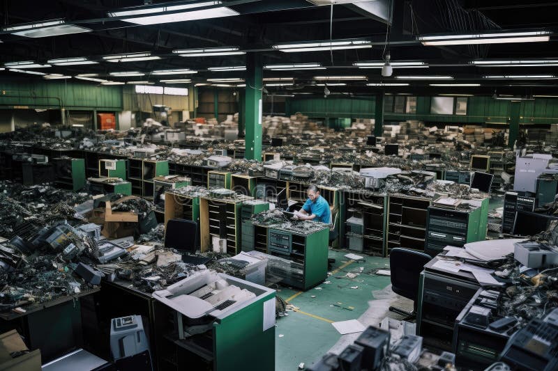 E-waste Recycling Center, Where Devices are Sorted, Dismantled, and ...