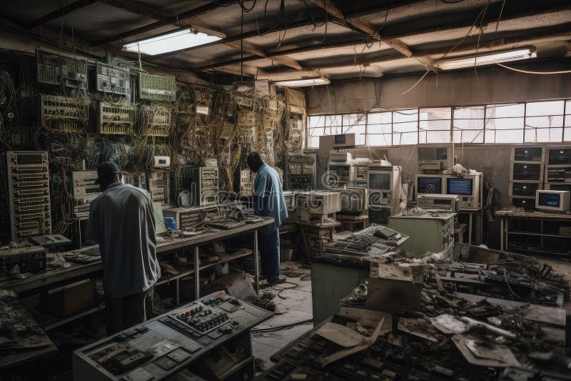 E-waste Recycling Center, Where Old Electronics are Dismantled and ...