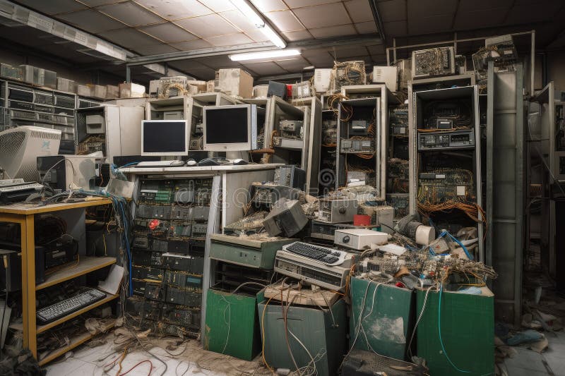 E-waste Recycling Facility, with Bins for Different Types of Waste and ...