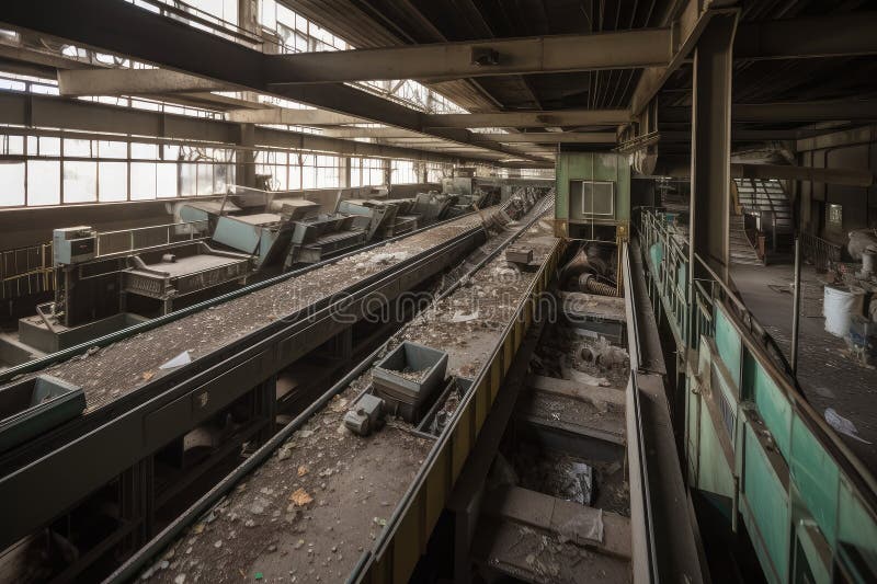 E-waste Recycling Facility, with Conveyor Belts and Compactor Machines ...