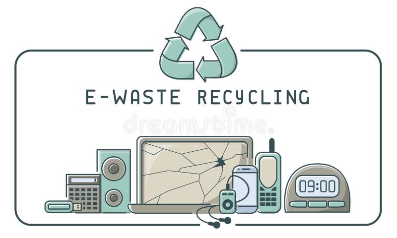 E-waste recycling icons stock vector. Illustration of emblem - 121178311
