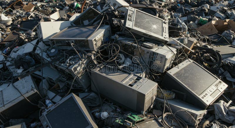 EWaste Recycling Pile a Massive Pile of Discarded Computer Monitors ...