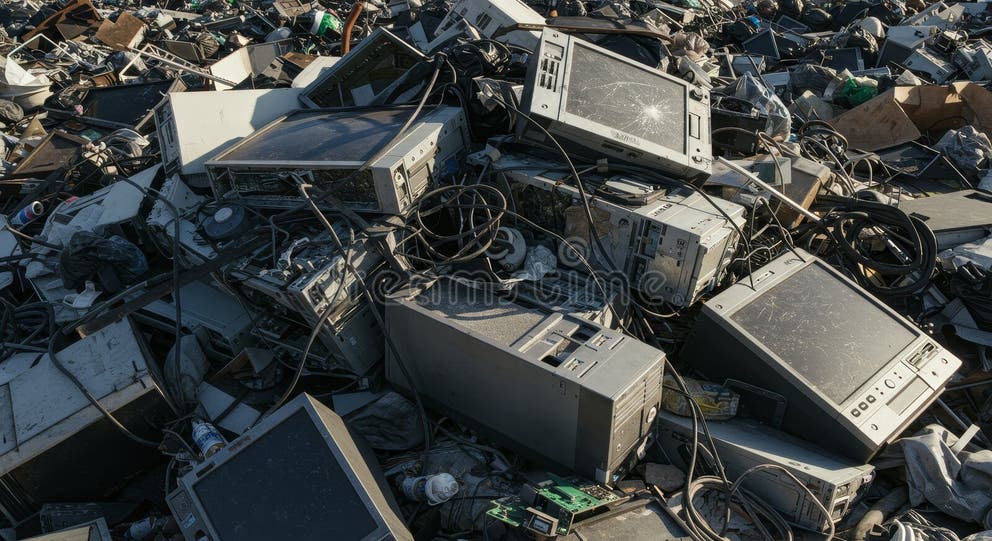 EWaste Recycling Pile a Massive Pile of Discarded Computer Monitors ...