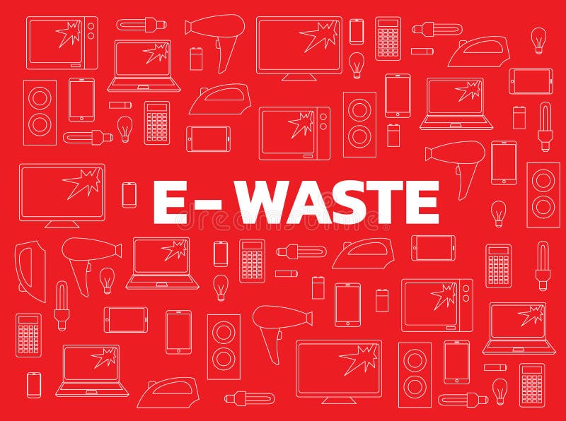 E-Waste Red Background Seamless Pattern Wallpaper Stock Vector ...