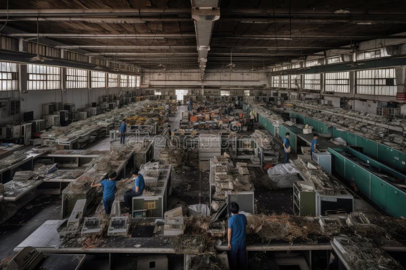 E-waste Sorting Facility, Where Employees Sort and Categorize E-waste ...